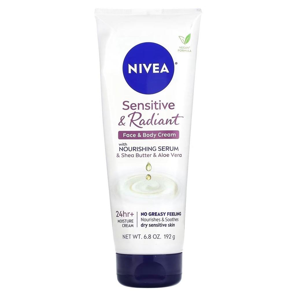 Nivea, Sensitive & Radiance Face & Body Cream with Nourishing 6.8 oz ...