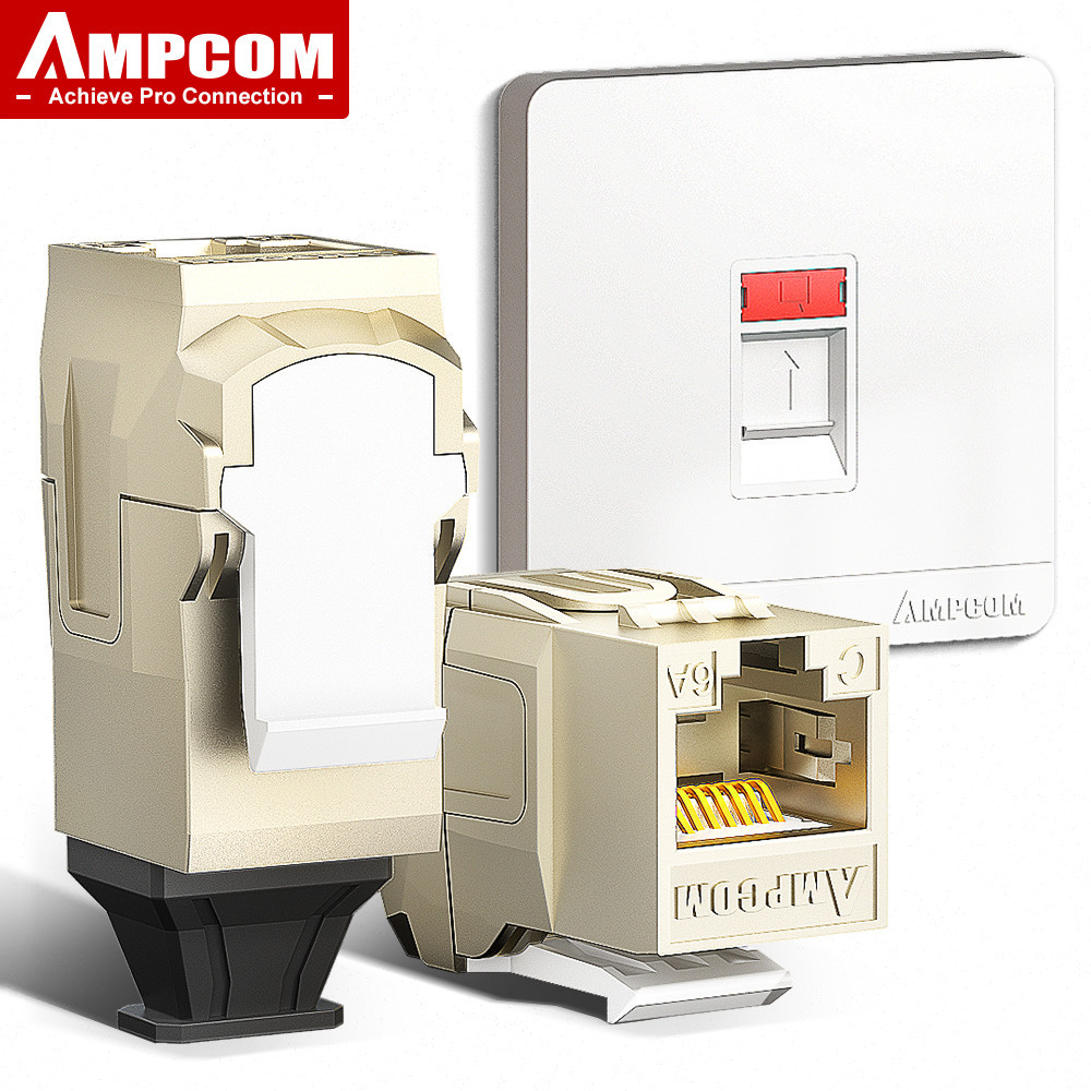 AMPCOM RJ45 STP Keystone Coupler with 86*86 Wall Plate Sets, Shielded ...