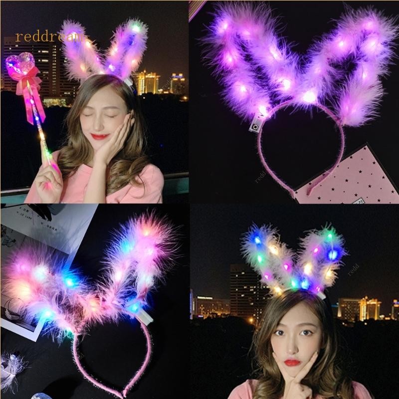 REDD Bunny Costume Headband Light Up Rabbit Ears 5 9 Long Ear with 14 ...