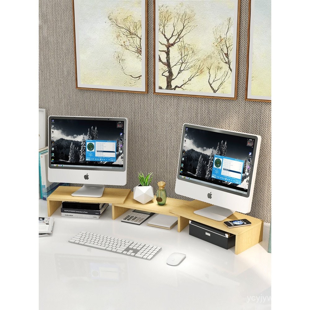 Desktop Computer Monitor Retractable Dual Screen Elevated Rack Simple ...