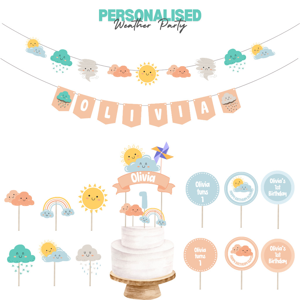 Personalised Weather Party Decoration Personalized Birthday Banner Cake ...