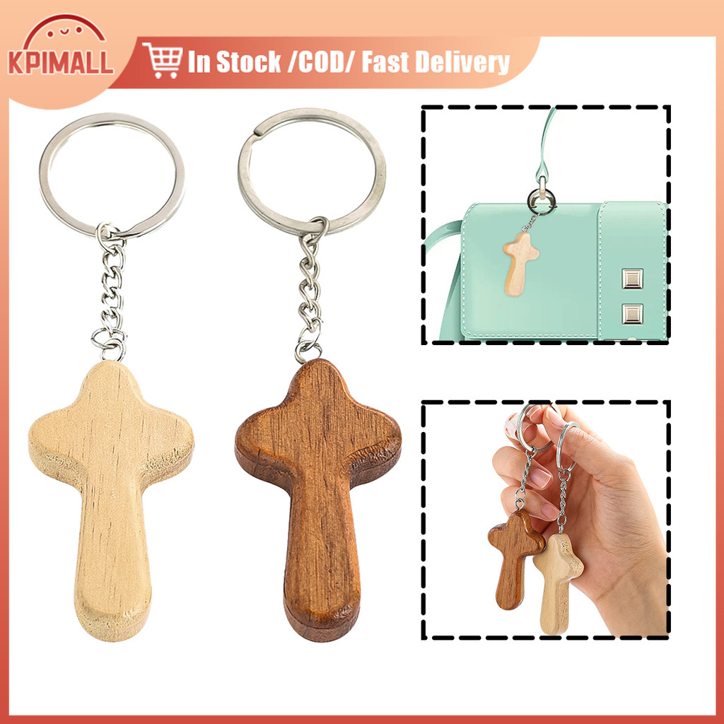 Olive Wood Holding Cross Keychain Wooden Cross Keychain Holy Land ...