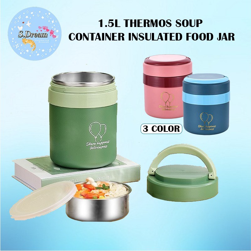 S.D 1.5L Large Capacity Thermal Lunch Box Food Container SUS 304 Lunch ...