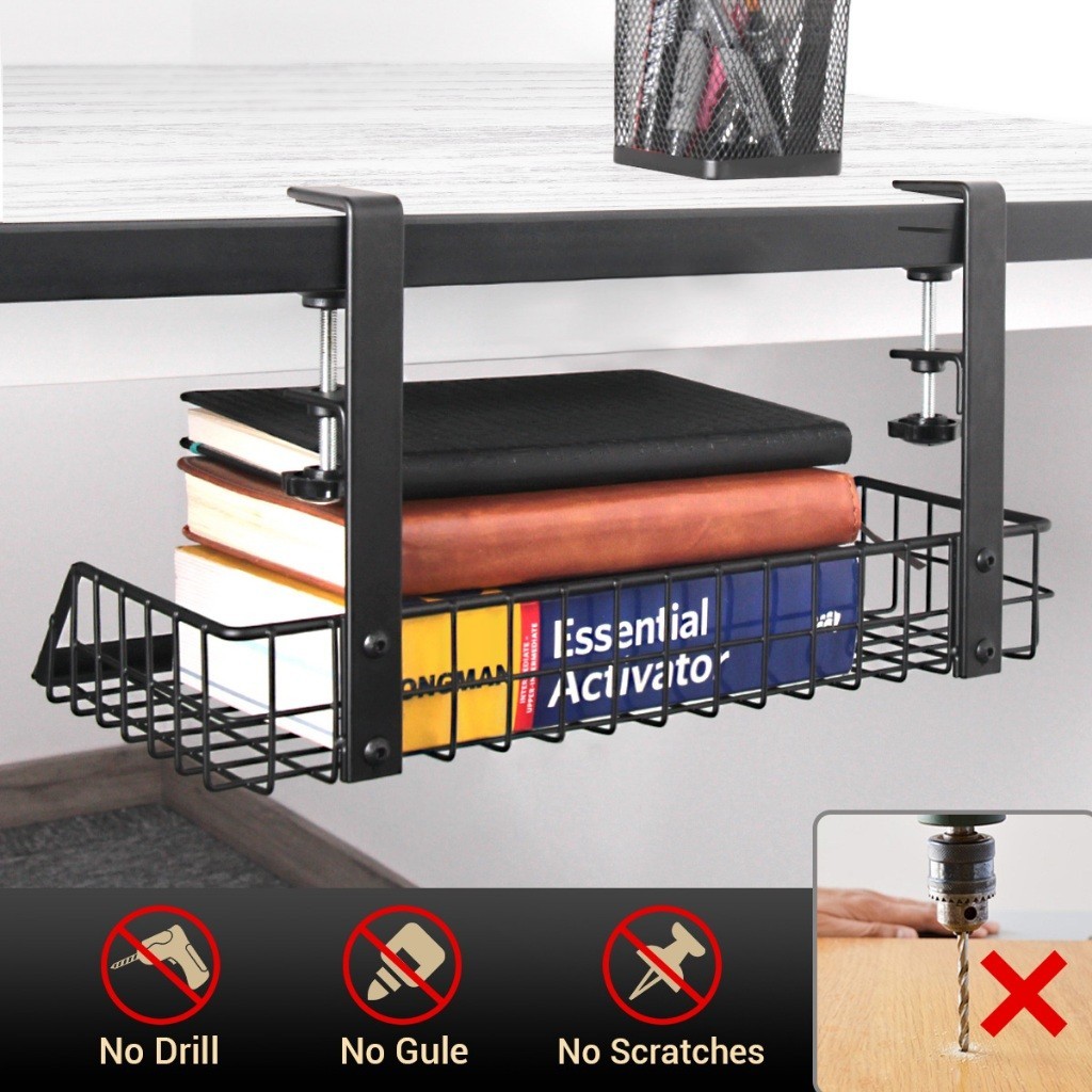 Under Desk Cable Management Adjustable Under Table Storage Tray Office ...