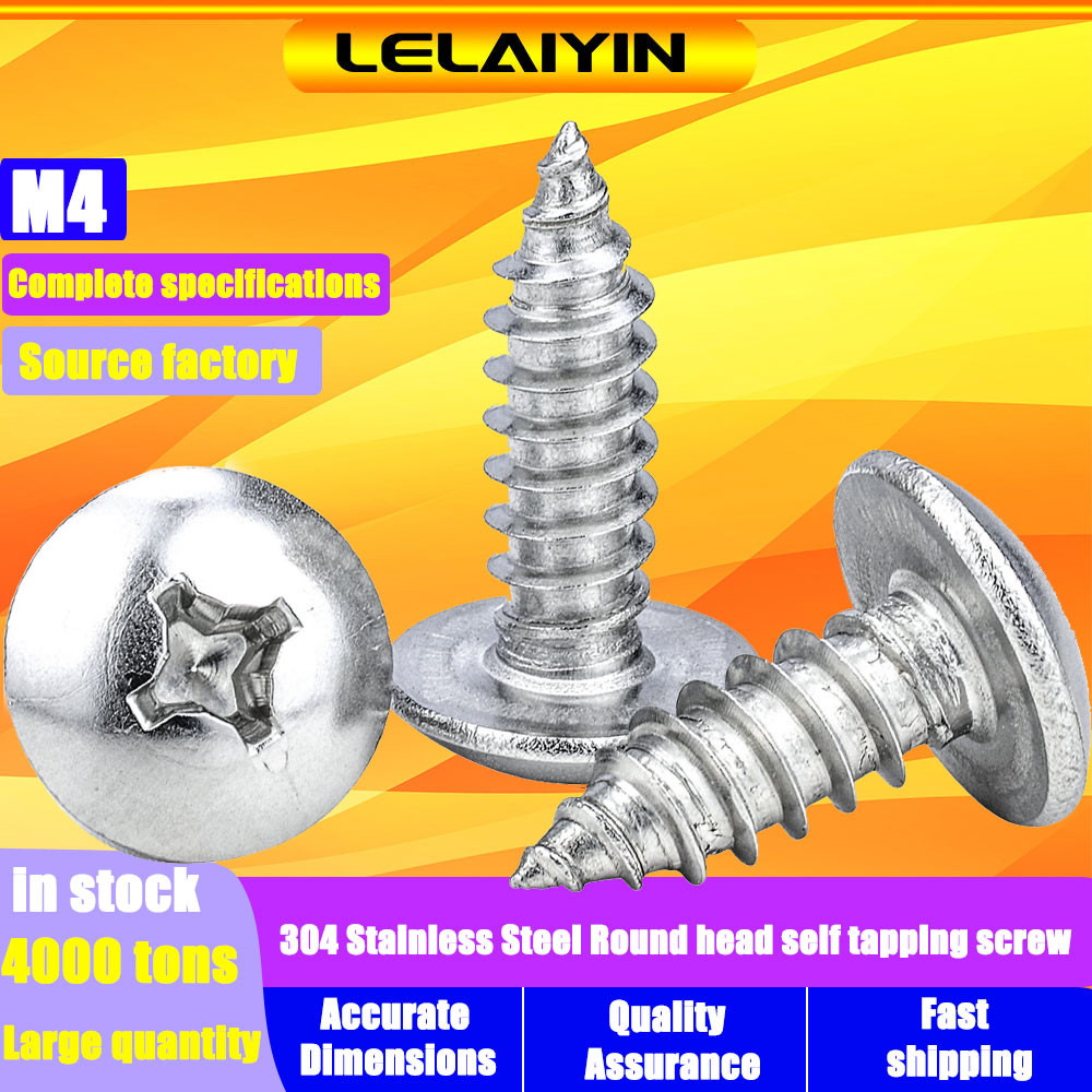 Round Head Screw 304 Stainless Steel Phillips Large Flat Head Self ...