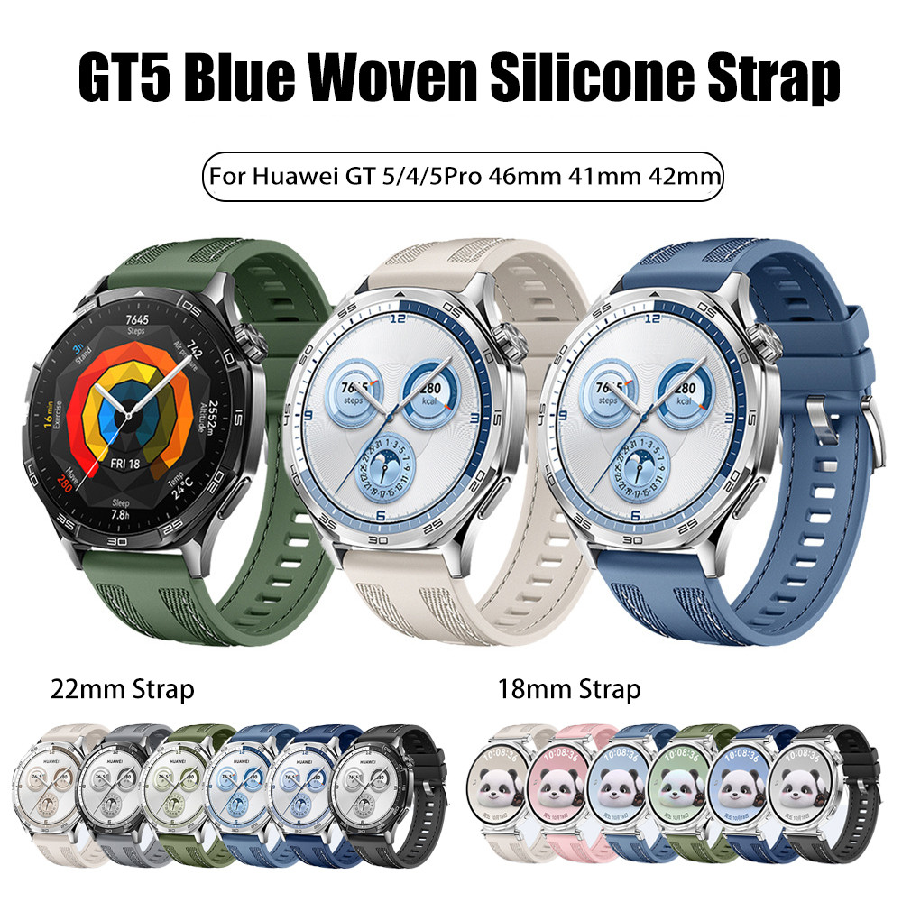 Nylon Silicone Wristband For Huawei Watch GT 5 4 Pro Blue Woven ...