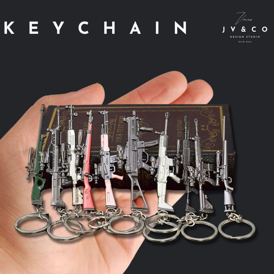 Miniature Gun Keychain Metal 98K SCAR-L AWM P92 M24 SKS Machine Handgun ...