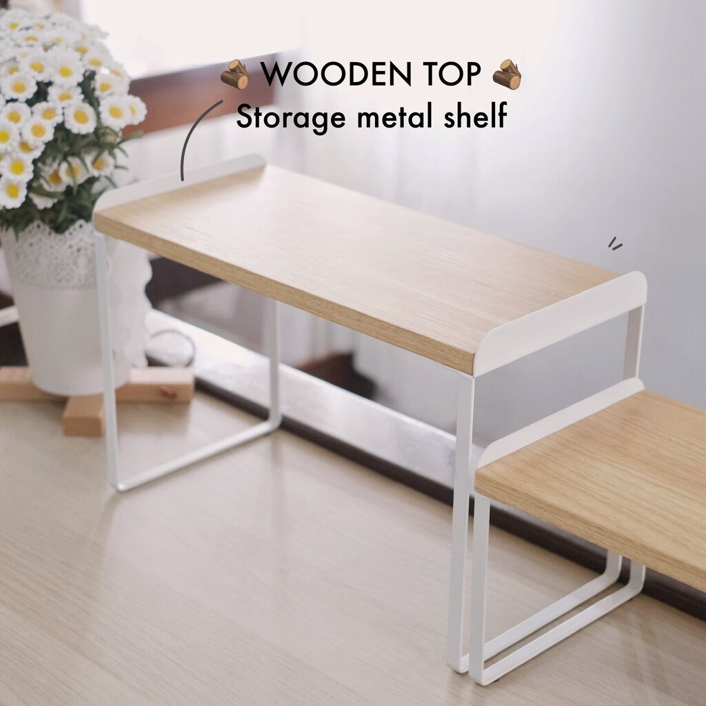 Omocha-(Wooden top) Storage metal rack shelf Organize On Kitchen ...