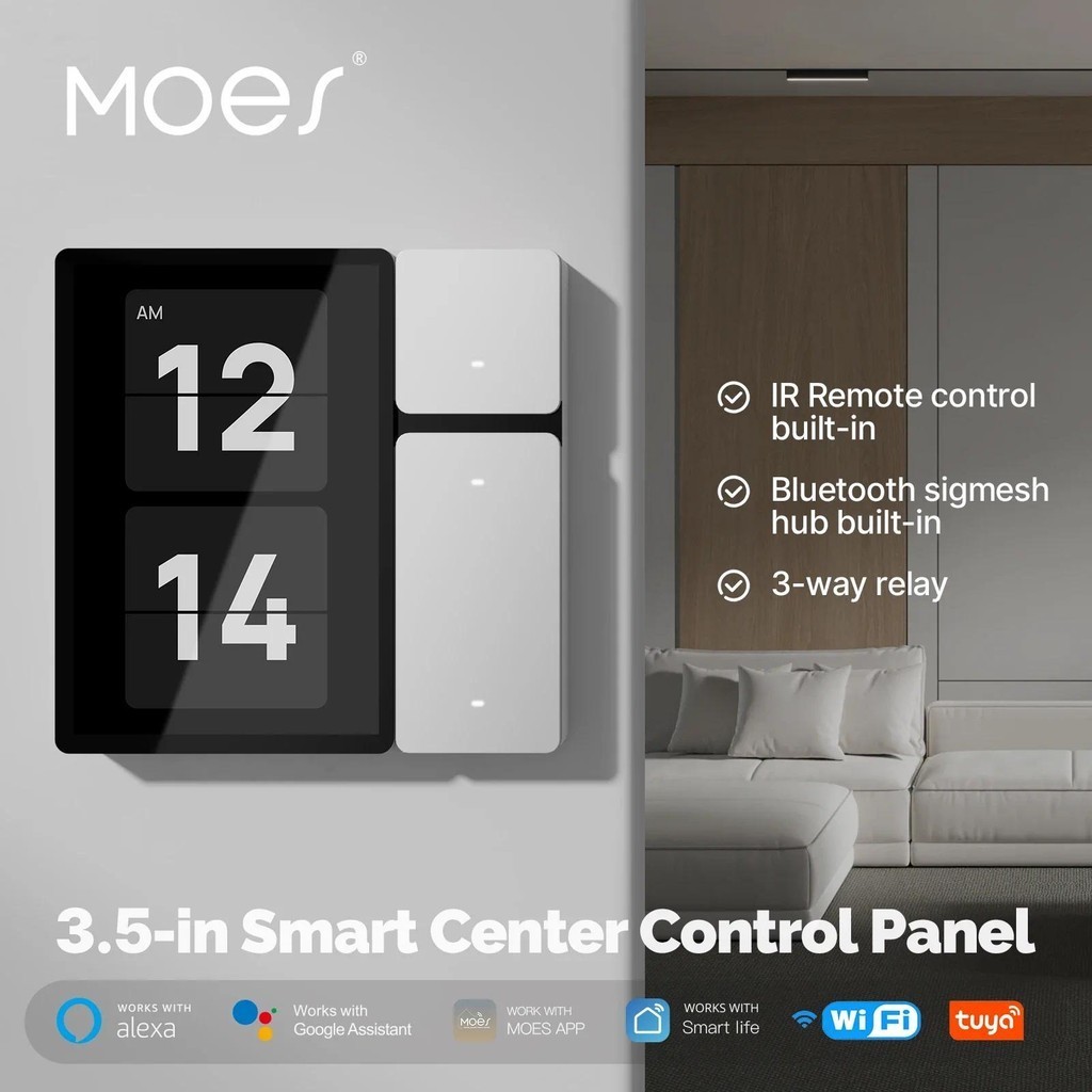 MOES Tuya WiFi 3.5-inch Smart Control Panel Screen 3 Relays 3 Physical ...