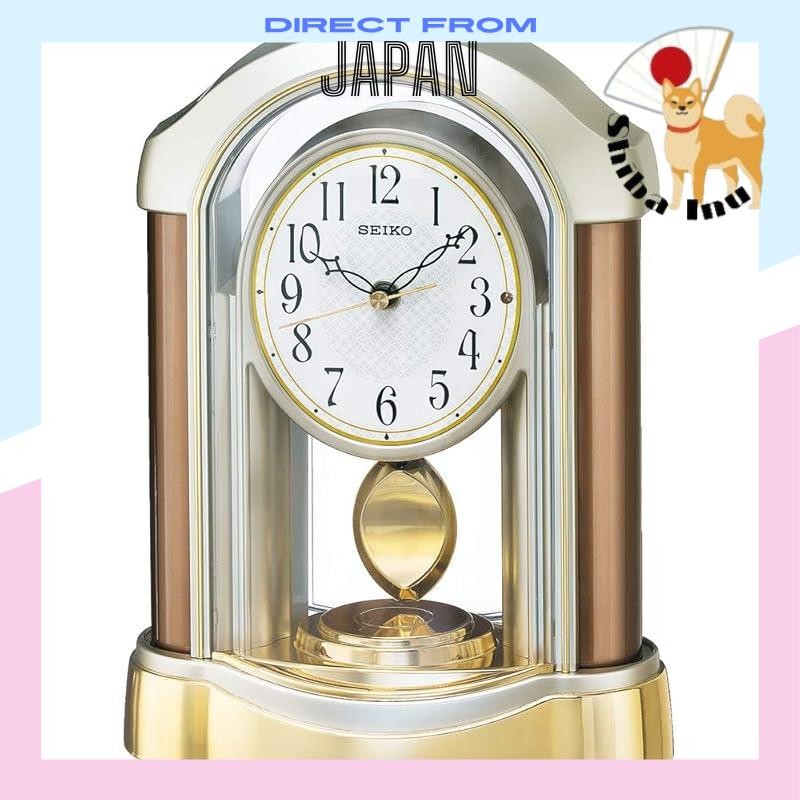 Seiko Clock Table Clock Radio Wave Analog Decorative Pendulum Gold ...
