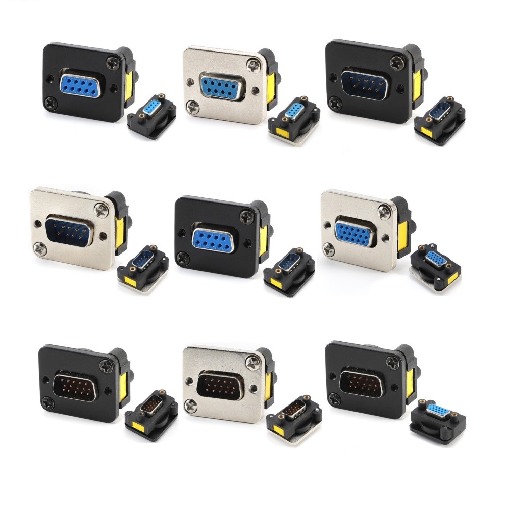 panel install DB9 DB15 male female connector VGA socket screw mount ...