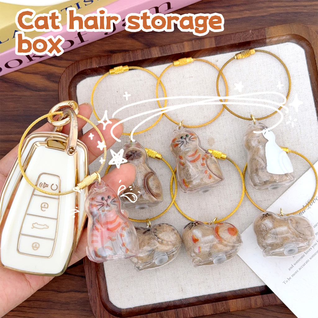 Handmade Transparent Fur Memorial Keychain - Cute Cat Hair Keepsake ...