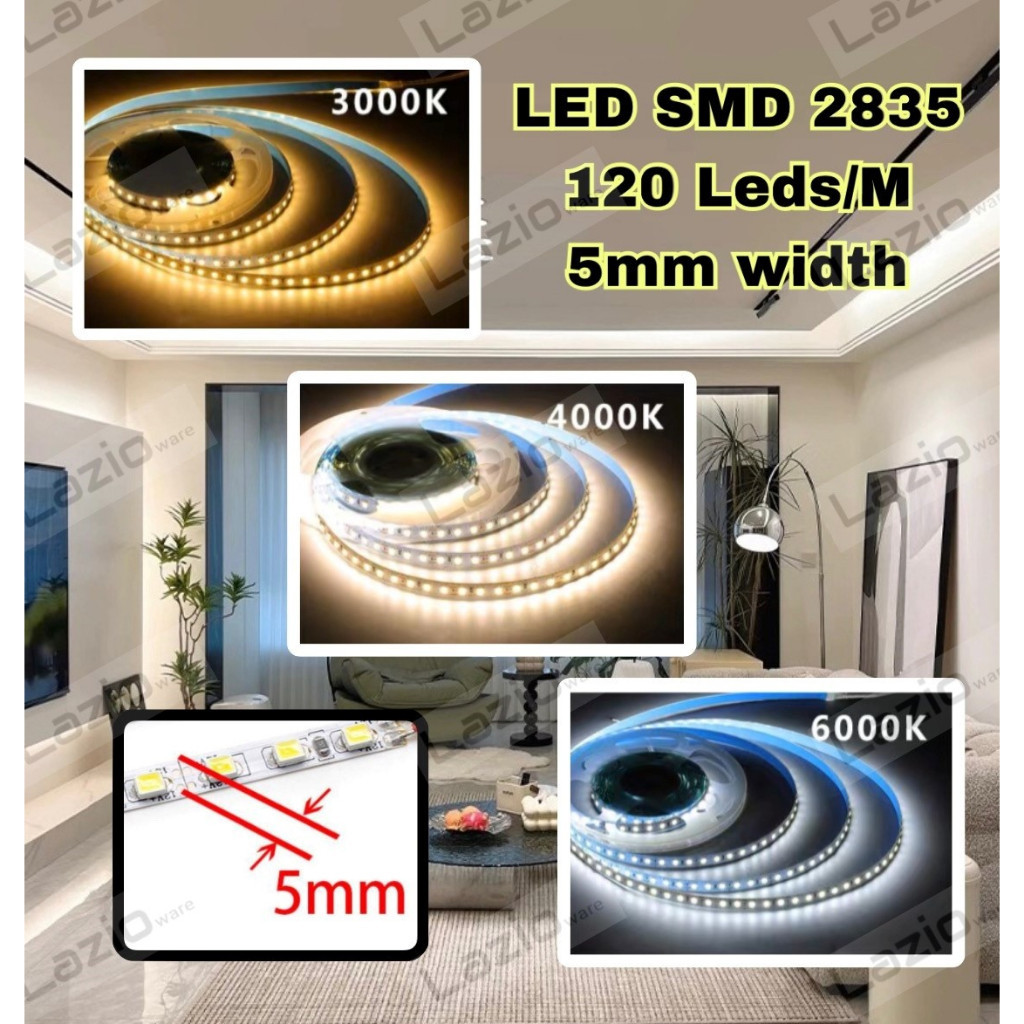 5mm width DC12V 24V 120 LEDs SMD 2835 LED strip connector warm white ...