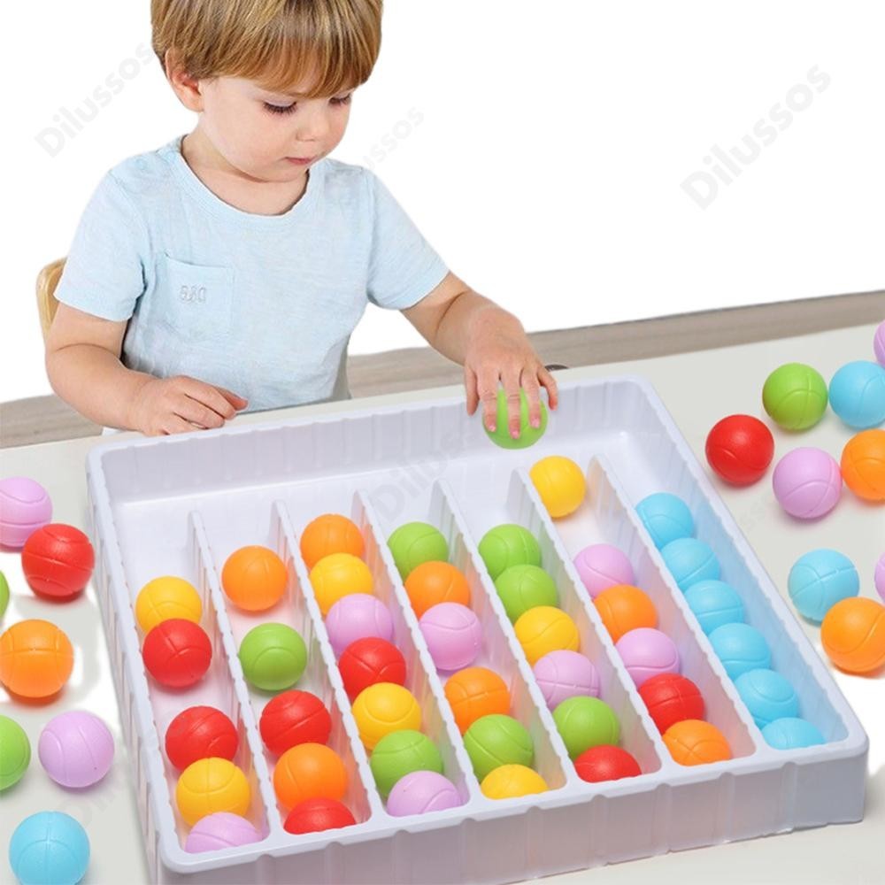 Fun Ball Sorting Toy Rainbow Balls Sensory Game Color Ball Return Game ...