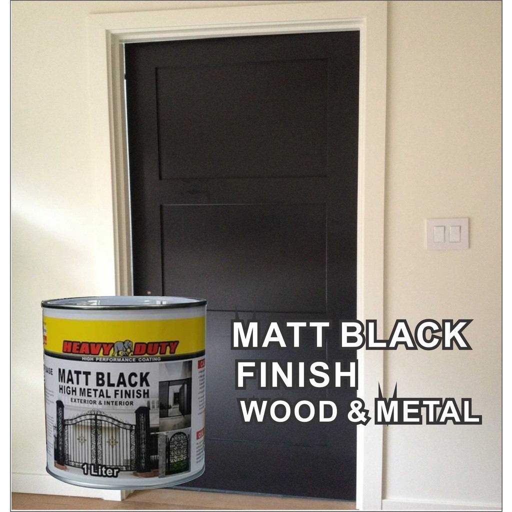 BLACK MATT ( 1L ) Matt HEAVY DUTY PAINT HIGH ENAMEL PAINT FOR WOOD ...