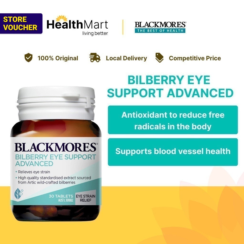 [SG] Blackmores Bilberry Eye Support Advanced, 30 Tablets (Relieve Eye ...