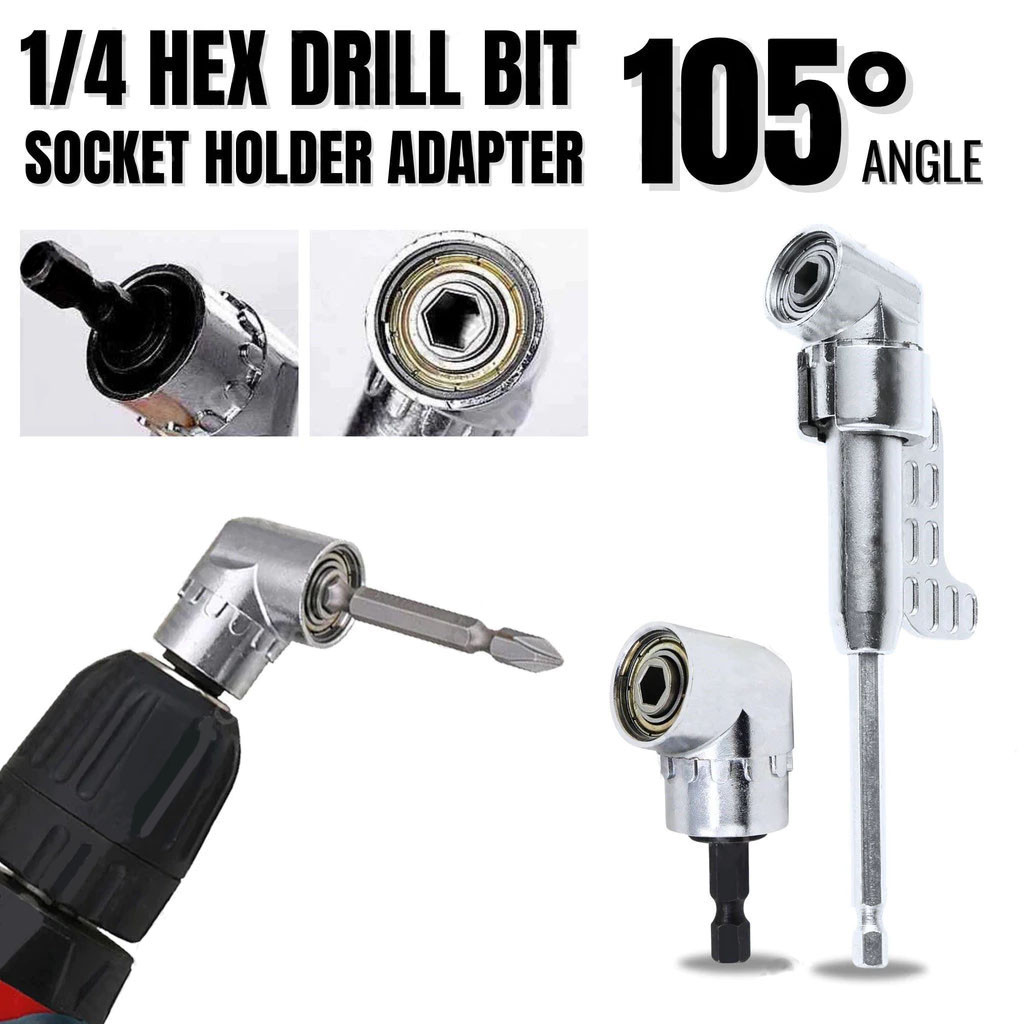 Adjustable 105 Degree Right Angle Driver Screwdriver Hand Tools Set 1/4 ...