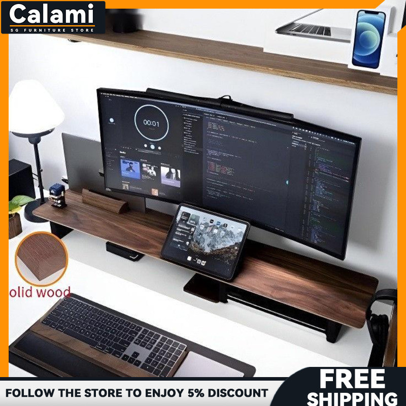 Solid Wood Monitor Stand Monitor Rack Laptop Stand Desktop Monitor ...