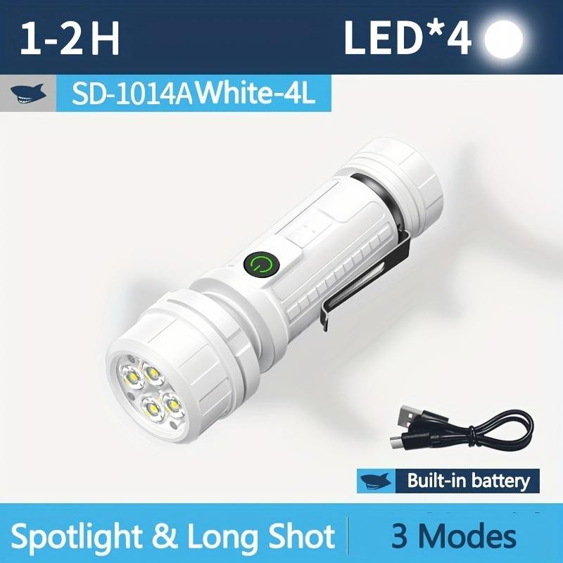 Smiling Shark Ultra-Bright LED Flashlight Rechargeable EDC Torch with 3 ...