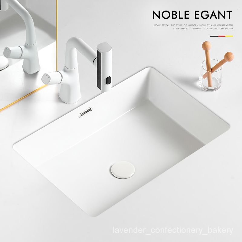 Ceramic Large Capacity Flat Square Drop-in Sink Embedded Wash Basin ...
