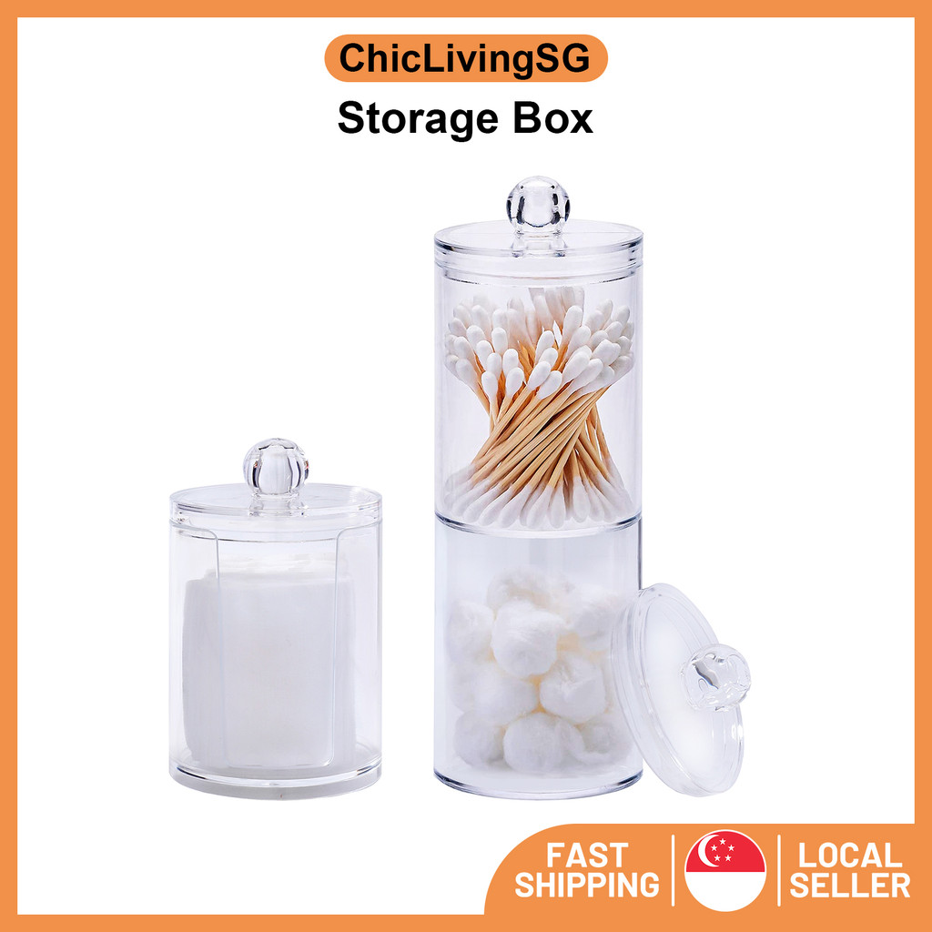 【SG Stock】Multifunctional Cotton Swab Holder with Lid / Round ...