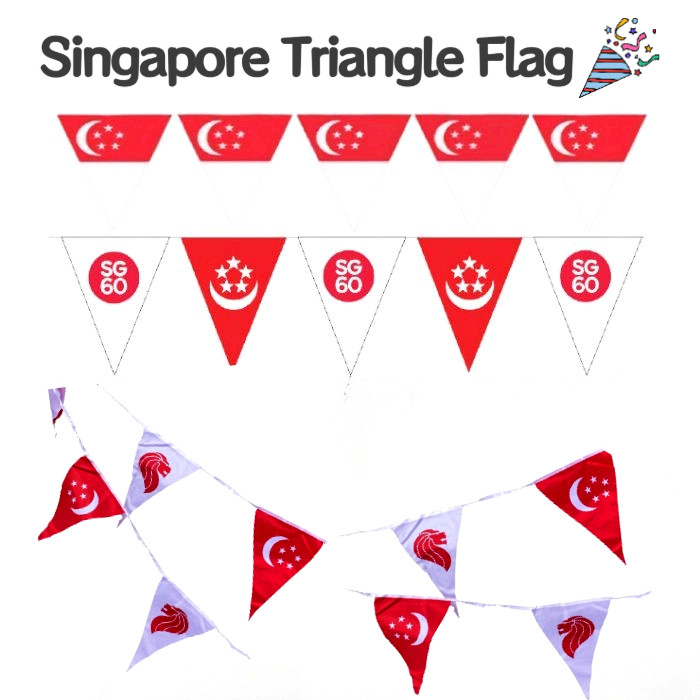 🚩SG Shipping🚩SG60 Singapore Triangle Flag Buntings NDP Red & White ...