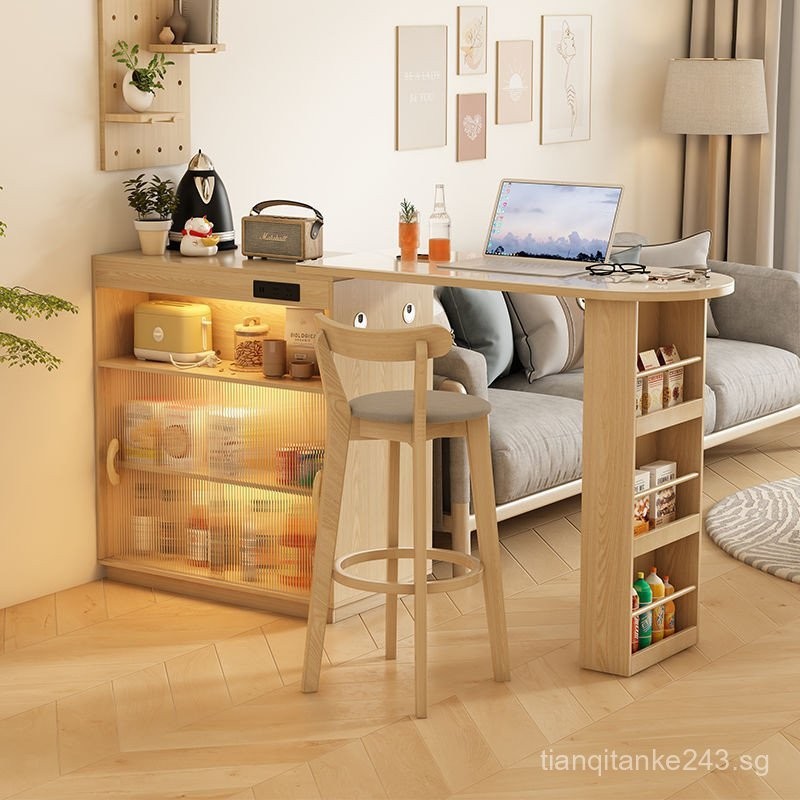 Bar Counter Sideboard Cabinet Integrated Solid Wood Japanese-Style ...