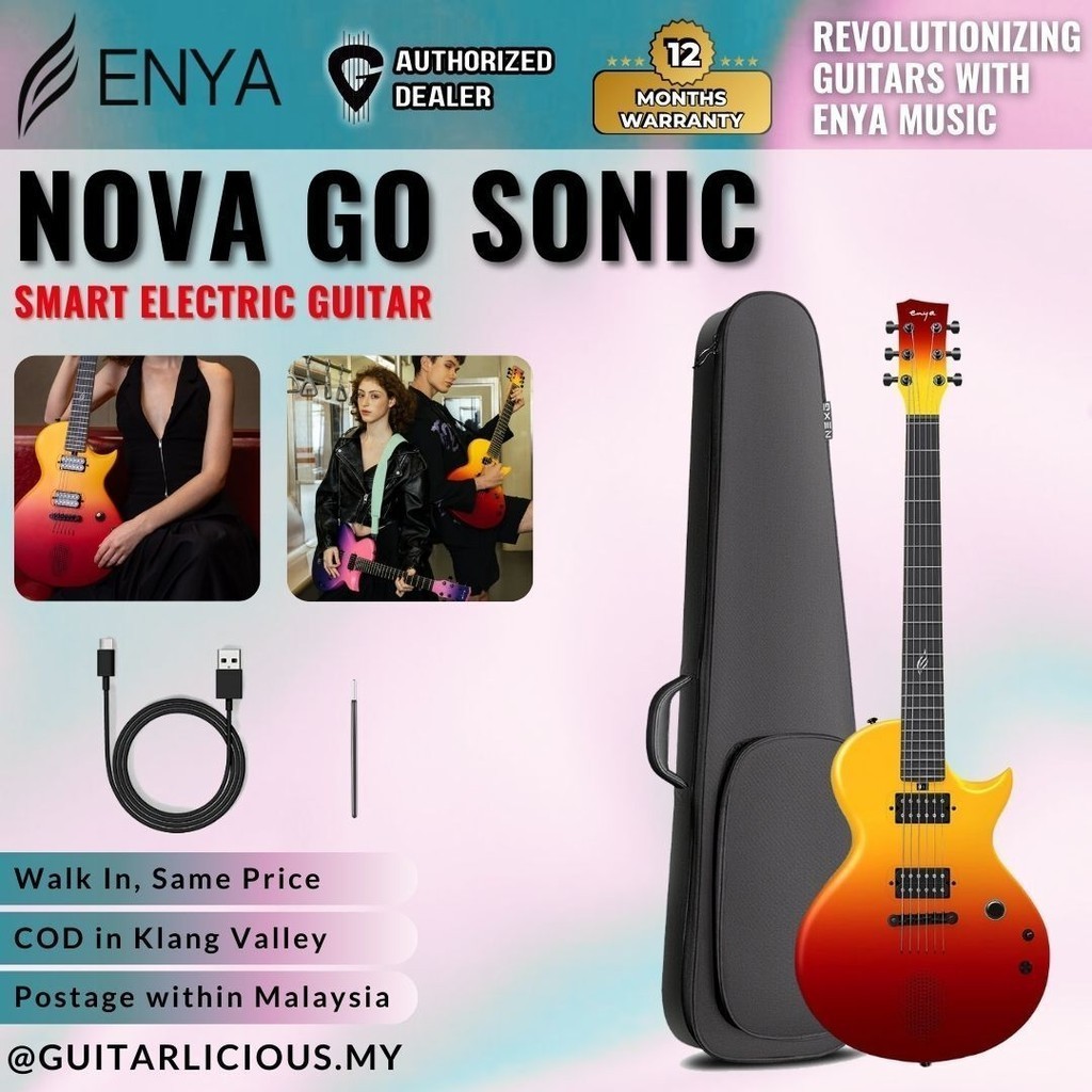 Enya Nova Go Sonic Carbon Fiber composite Electric Guitar with Built In Speaker - Volcano Red ...