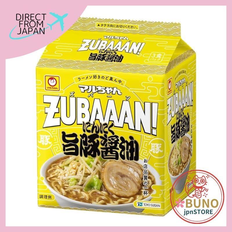 Maruchan ZUBAAAN! Garlic-flavored pork soy sauce 3-pack (129g×3 packs×9 ...