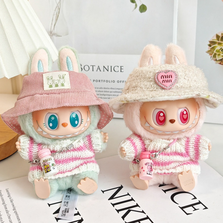 Labubu Dress Up Clothes for LABUBU V1&V2, Pink Sweater, Hat, Shoes and ...