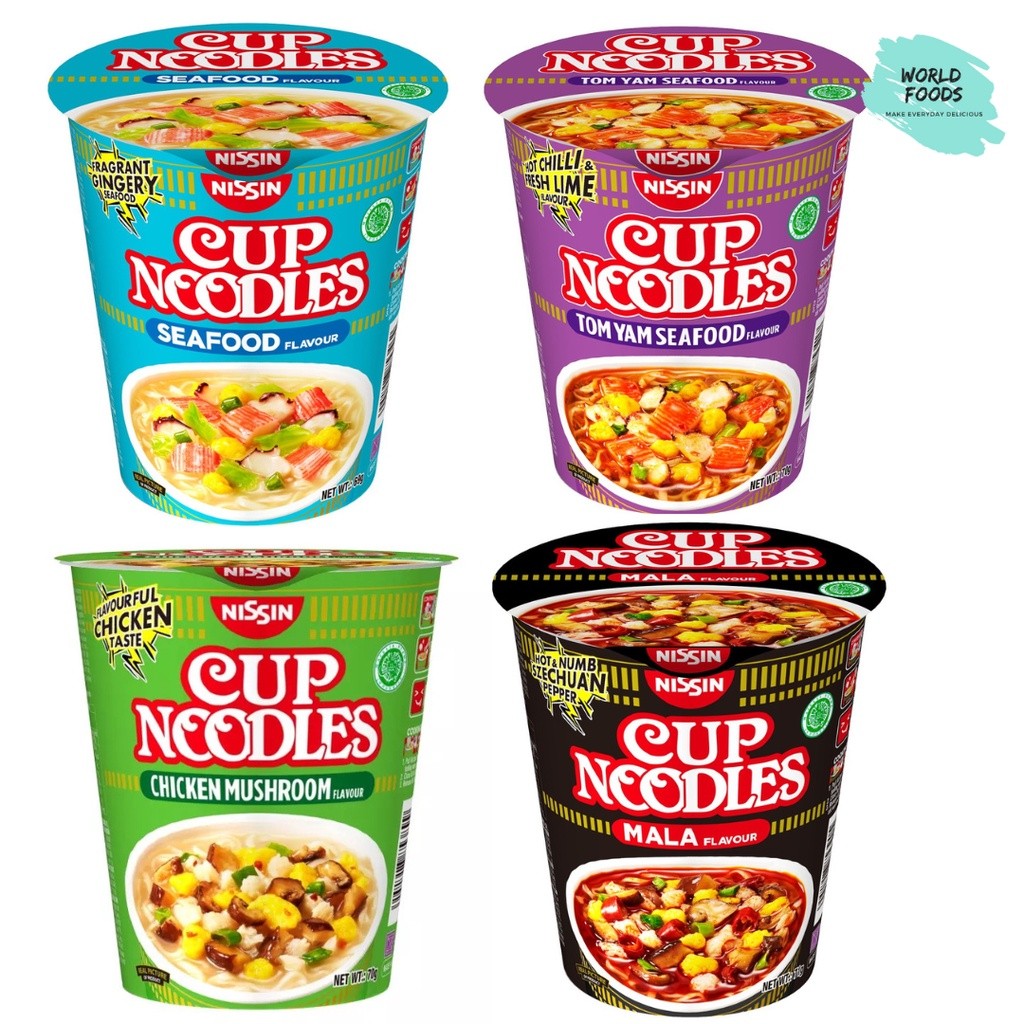 [HALAL] NISSIN Cup Noodles Tomyam / Seafood / Mala / Chicken Mushroom ...