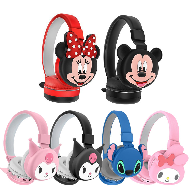 Disney Kids Bluetooth Headphones Mickey Minnie Kuromi Melody Stitch Angel Cute Pink Wireless ...