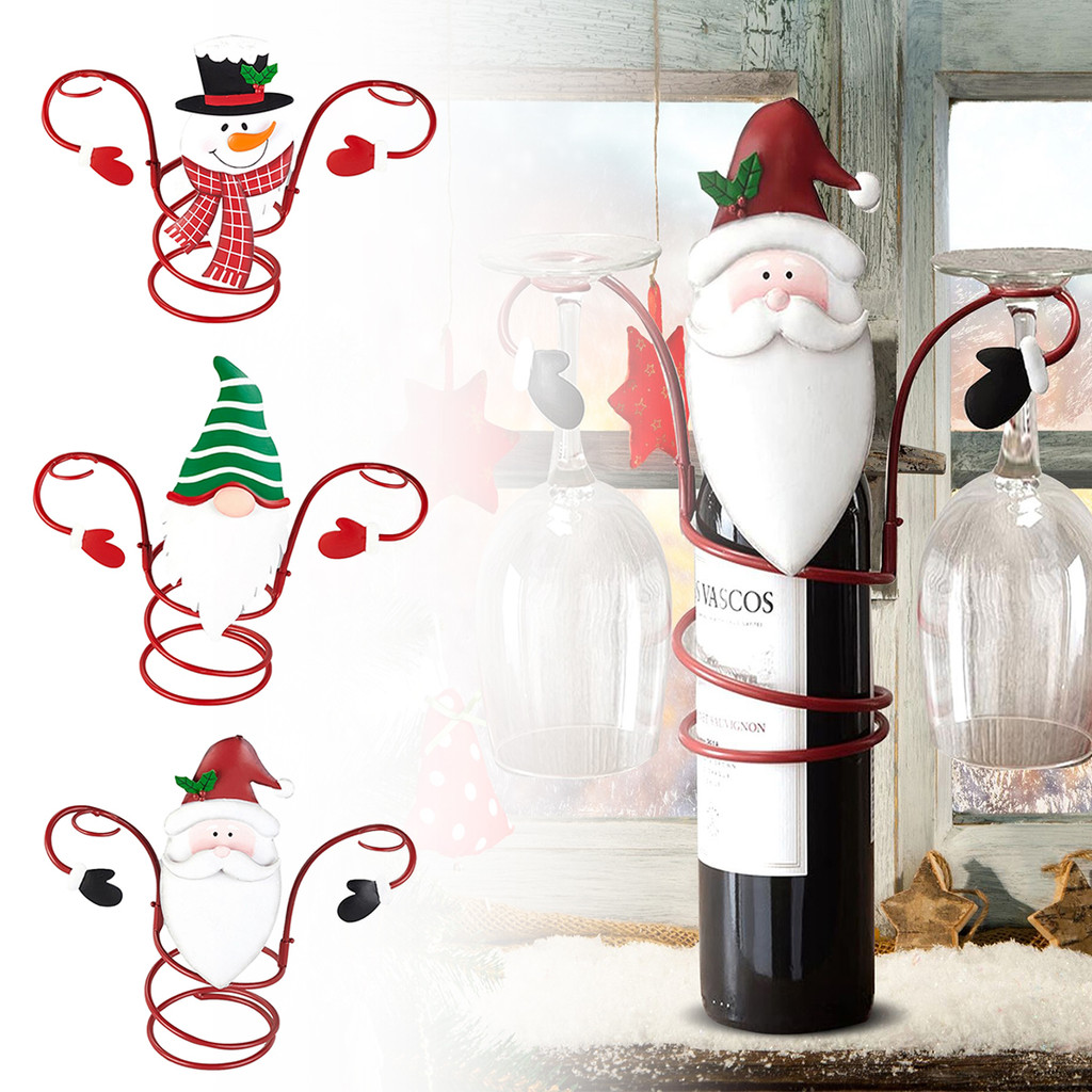 New Metal Wine Rack Santa Claus/Dwarf/Snowman Type Santa Christmas Wine ...
