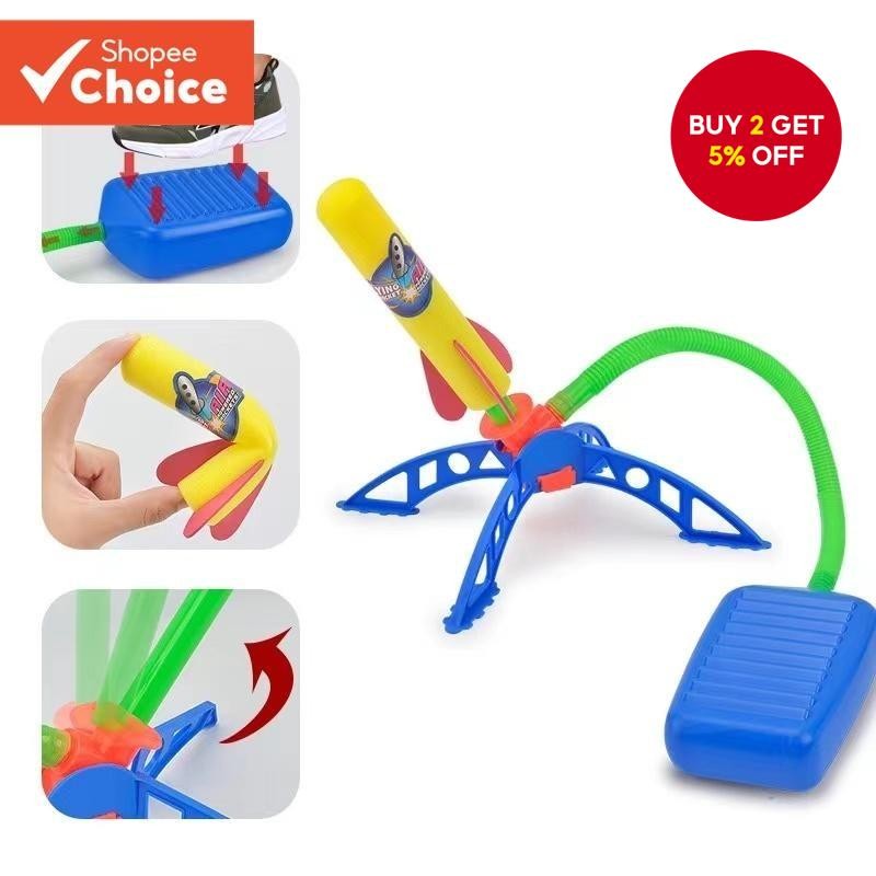 Kids Flying Rocket Launcher Toy - Adjustable Foot-Activated Outdoor ...