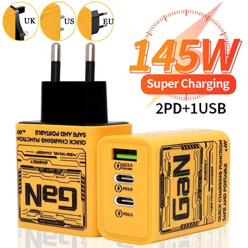 145W 3-Port PD USB-A Charger - Super Fast Universal Phones Charger - EU ...