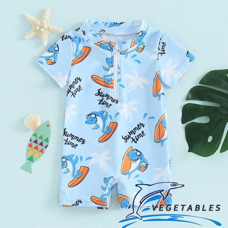 ZHY-Toddler Boys Rash Guard Swimwear Cartoon Marine Life Print Short ...
