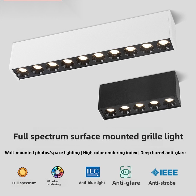 [220V] LED Surface Mounted Long Strip Light Full Spectrum Ceiling ...