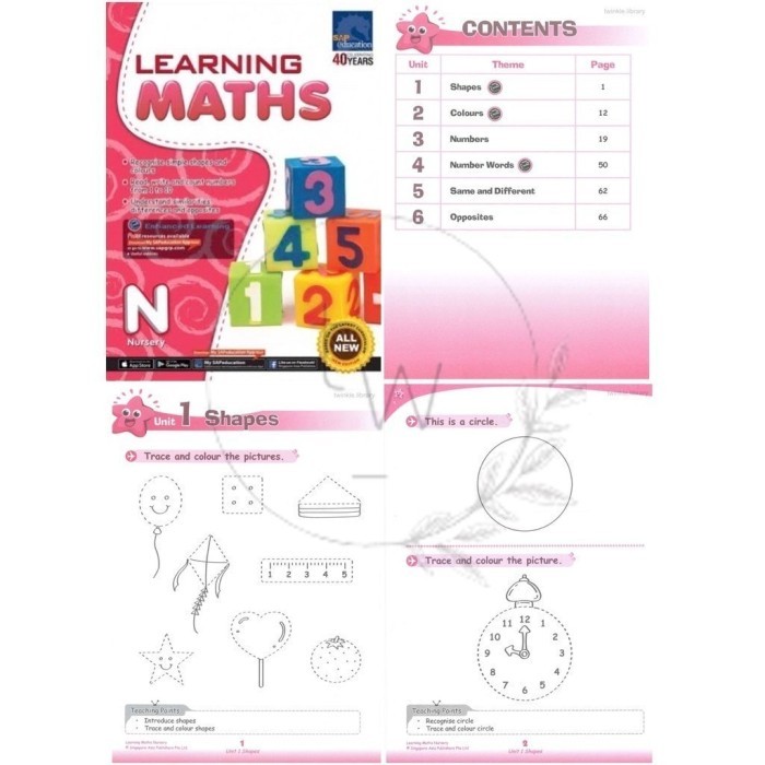 SAP Learning Mathematics PHYSICAL BOOK / Maths for Primary Levels N K1 ...