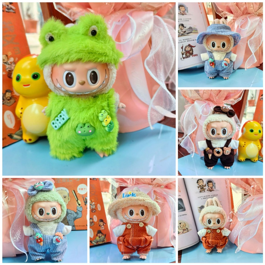 17cm Labubu Clothes Keychain Labubu Doll Clothes Suspender Pants Suit ...