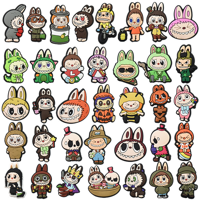 Cartoon Labubu jibits for croc Labubu Macaron Jibitz Charm Popmart Croc ...