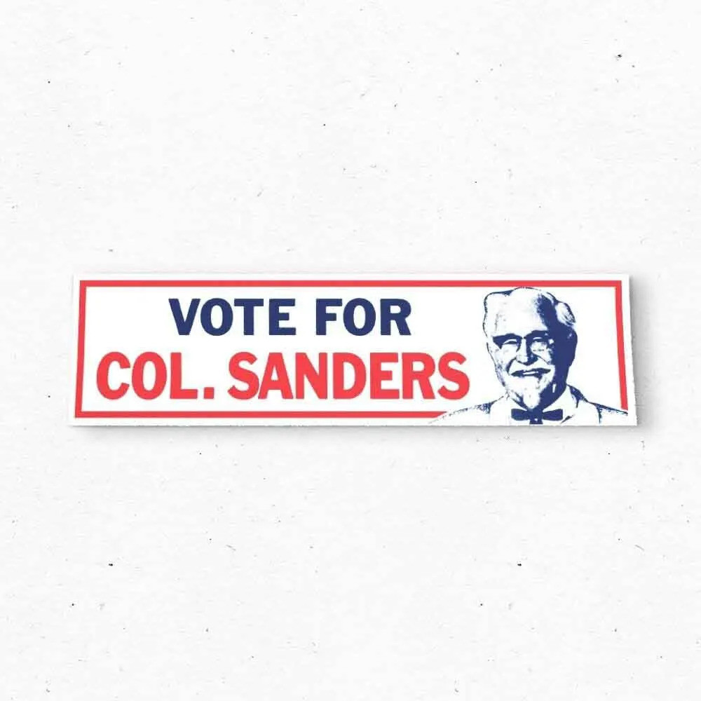 Vote Colonel Sanders Bumper Sticker - Funny Meme Y2K KFC - Vinyl Decal ...