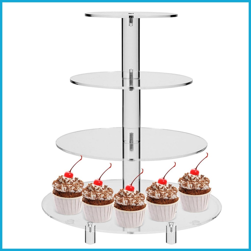 4 Tier Acrylic Cupcake Stand Clear Dessert Tower Holder Stable Clear ...