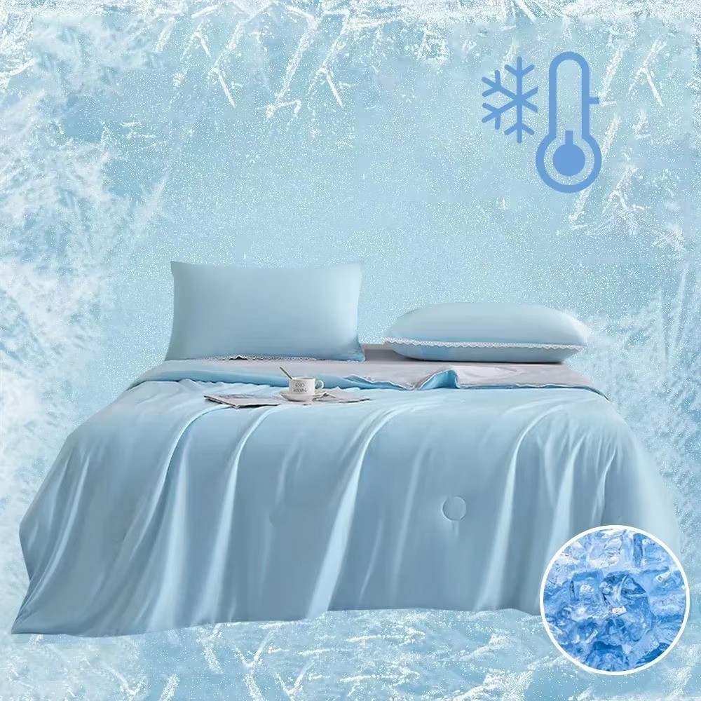[SG Stock] Cooling Summer Blanket Ice Silk Lightweight Quilt Air Condition Comforter Bed Double ...
