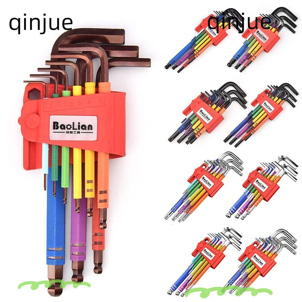 QINJUE 9PCS Allen Key Set, 1.5mm-10mm Color Hexagon Spanner, Ball-End ...