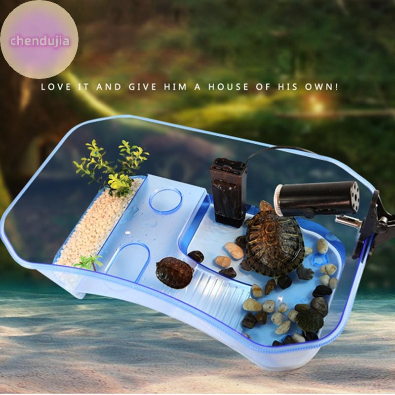 DUJIA Reptile Vivarium Box for Turtle Tortoise Feeding Box with Basking ...