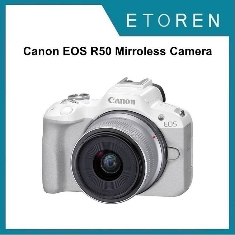 Canon EOS R50 White Twin Kit (18-45mm f/4.5-6.3 IS STM) (55-210mm f/5-7 ...