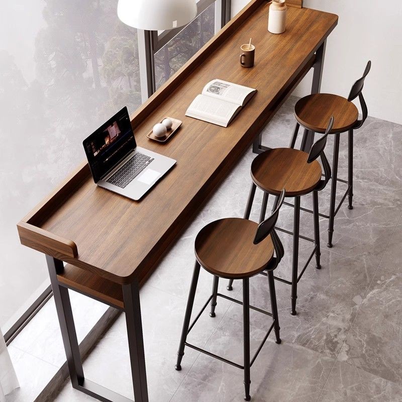 Bar table double-layer solid wood baffle balcony narrow table by the ...