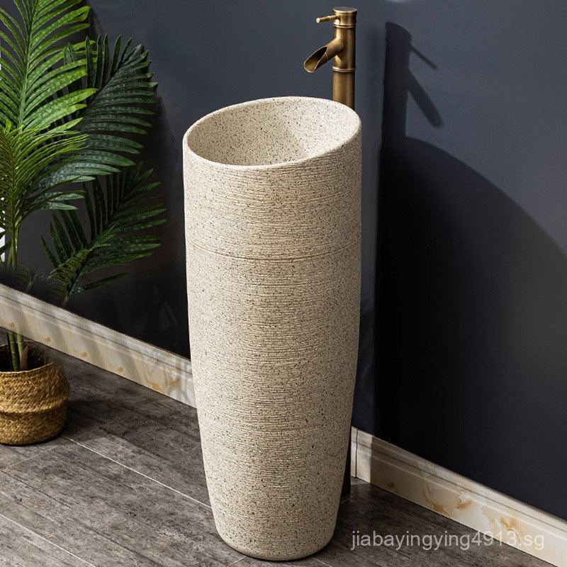 Ceramic Integrated Pedestal Basin Household Small Apartment Floor ...