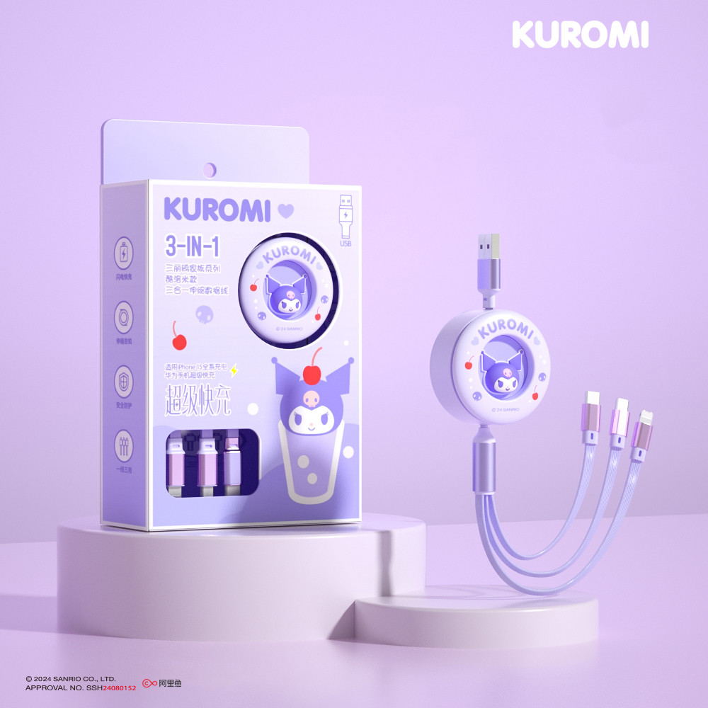 2A Sanrio SJ-719 3 In 1 Fast Charging Data Cable Pochacco Kuromi Hello ...