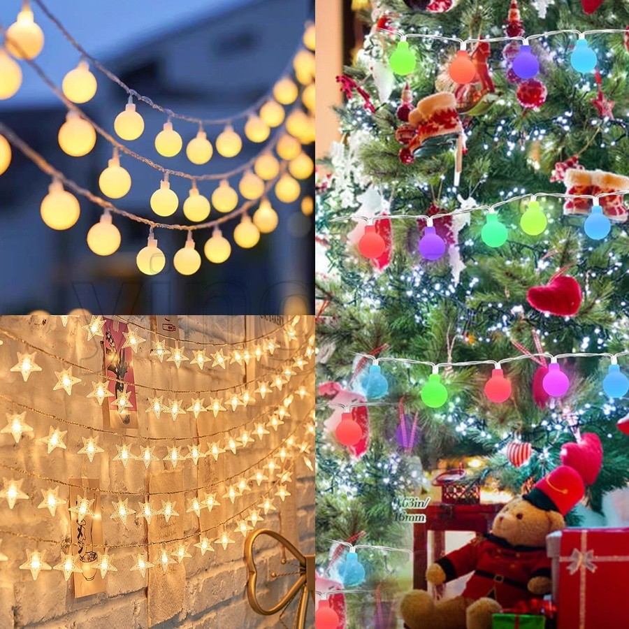 Ball & Star String Lights 6M 40 LED Fairy Lights Battery /USB Operated ...